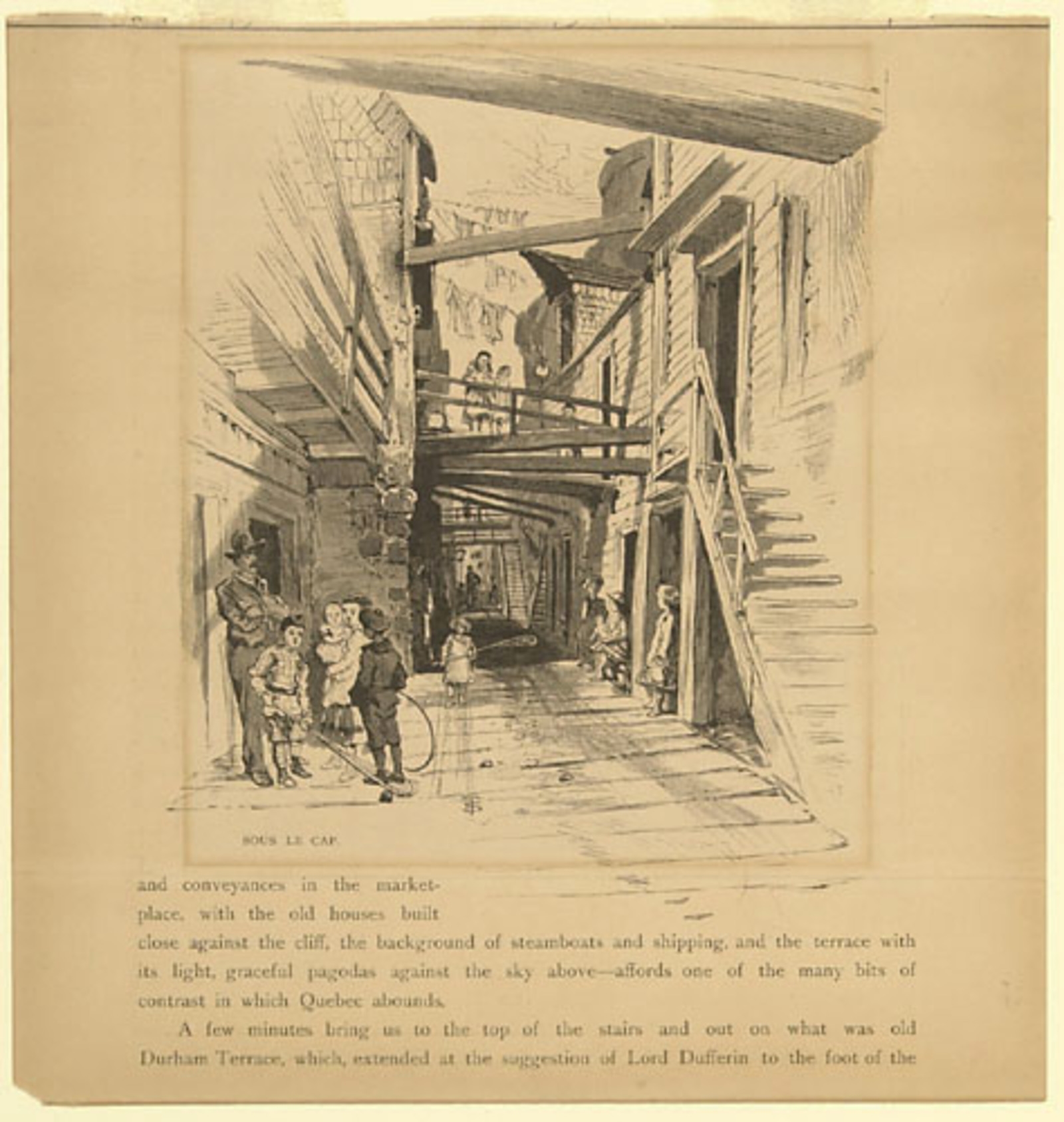 La Rue Sous-le-Cap à Québec, extrait du livre illustré Picturesque ...