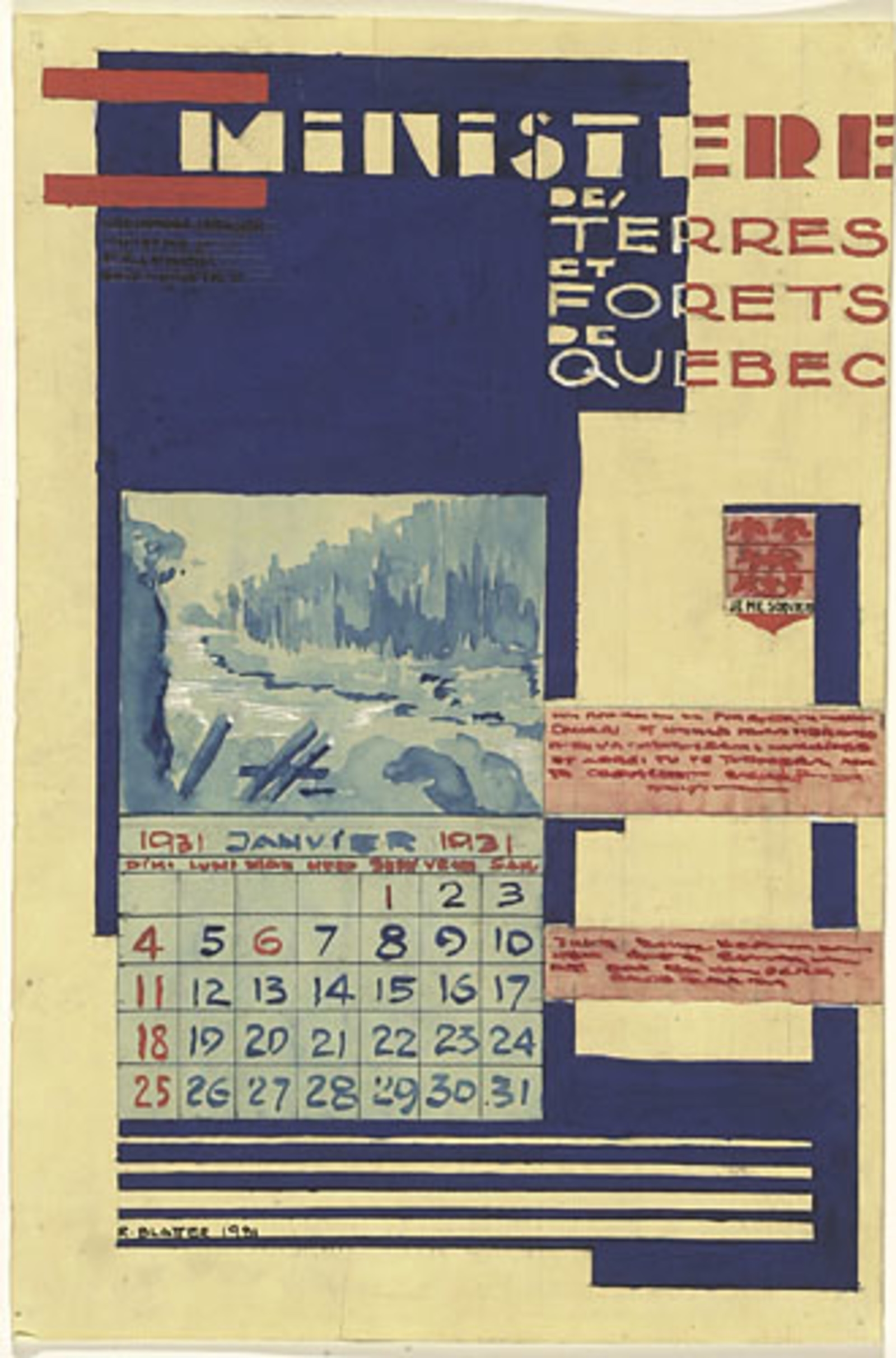 Maquette pour un calendrier - Blatter, Robert | Collections | MNBAQ