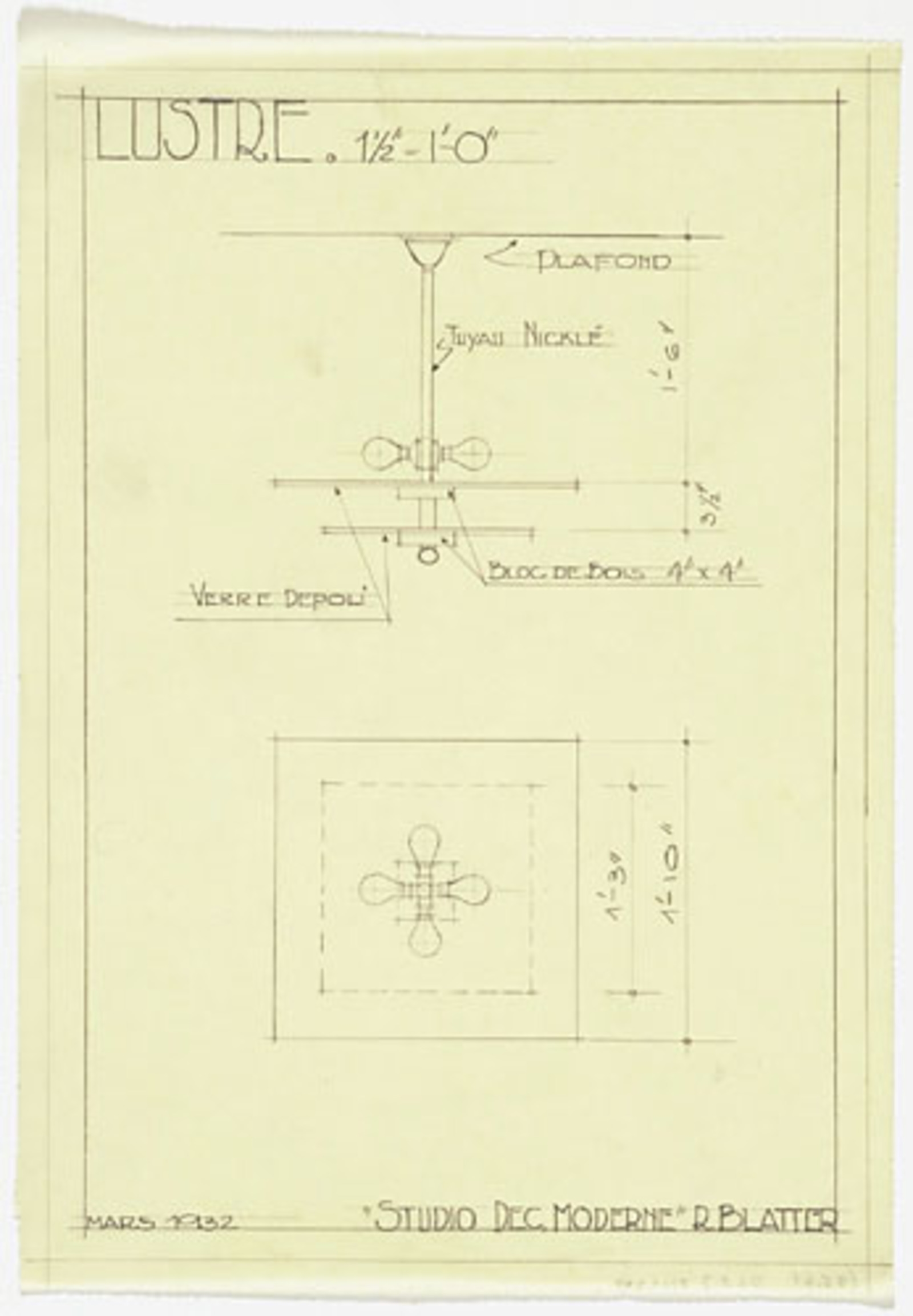 Dessin technique d'un lustre - Blatter, Robert | Collections | MNBAQ