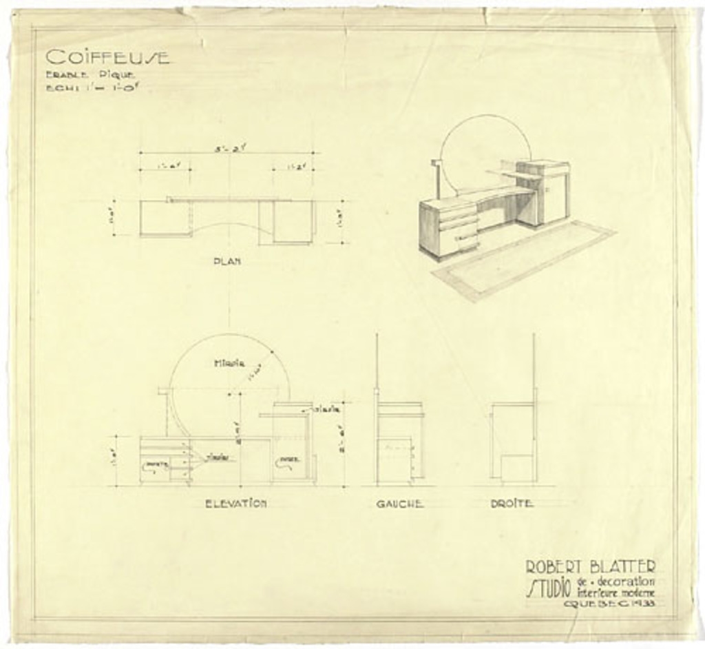 Dessin technique d'une coiffeuse - Blatter, Robert | Collections | MNBAQ