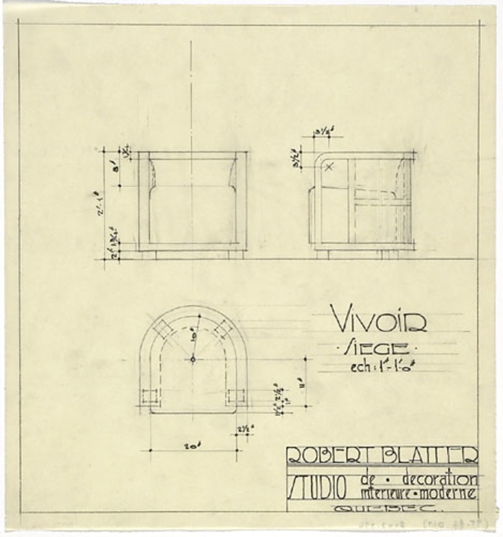 Dessin technique d'un siège pour un vivoir - Blatter, Robert ...