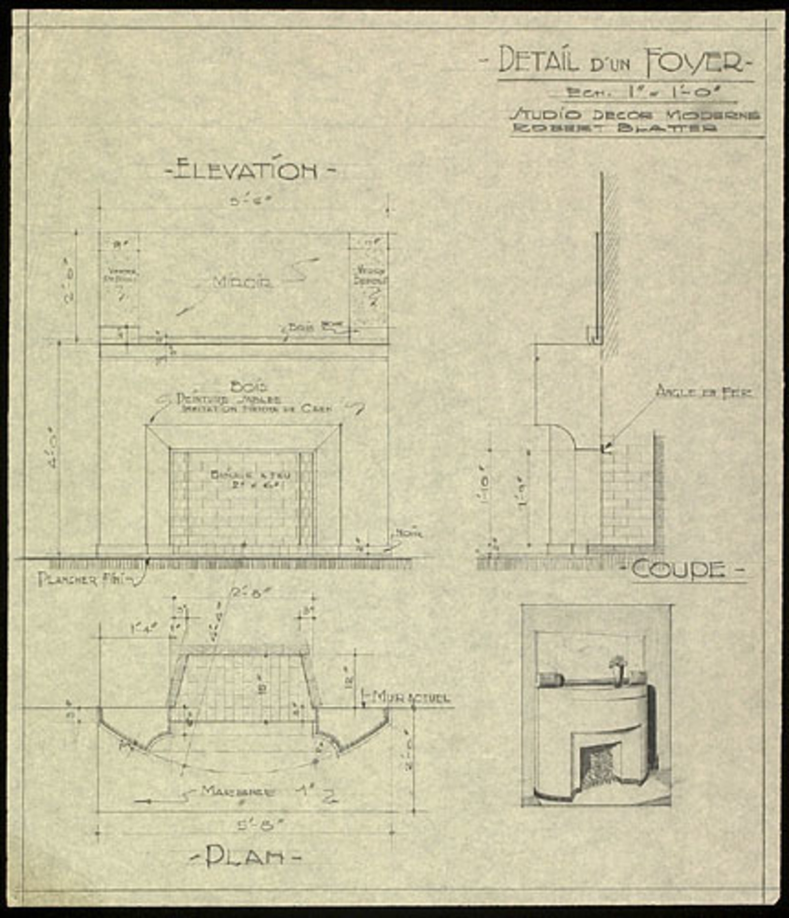Dessin technique d'un décor de foyer - Blatter, Robert | Collections ...